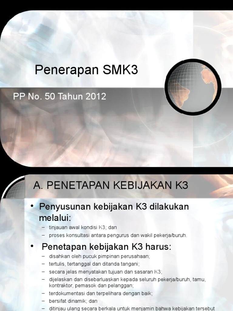 Pedoman Penerapan SMK3 PP 50 Tahun 2012 | PDF