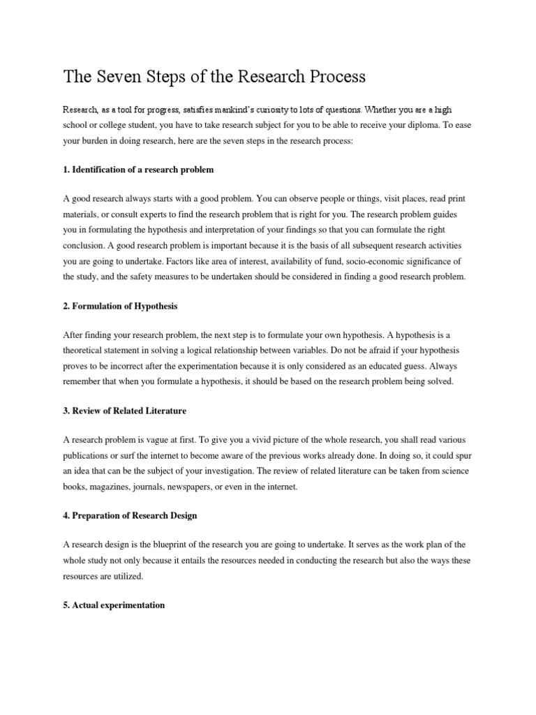 The Seven Steps of The Research Process | PDF | Experiment | Hypothesis
