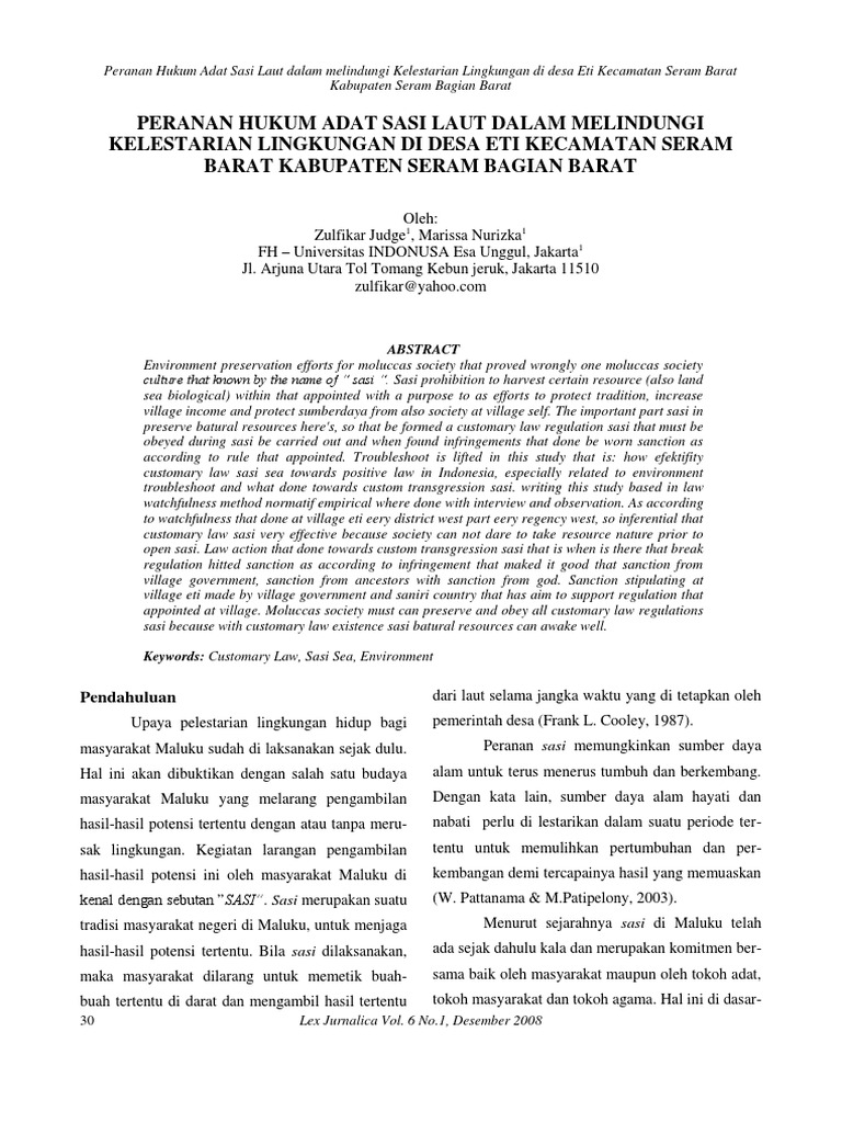 Hukum Adat Sasi Laut di Desa Eti | PDF