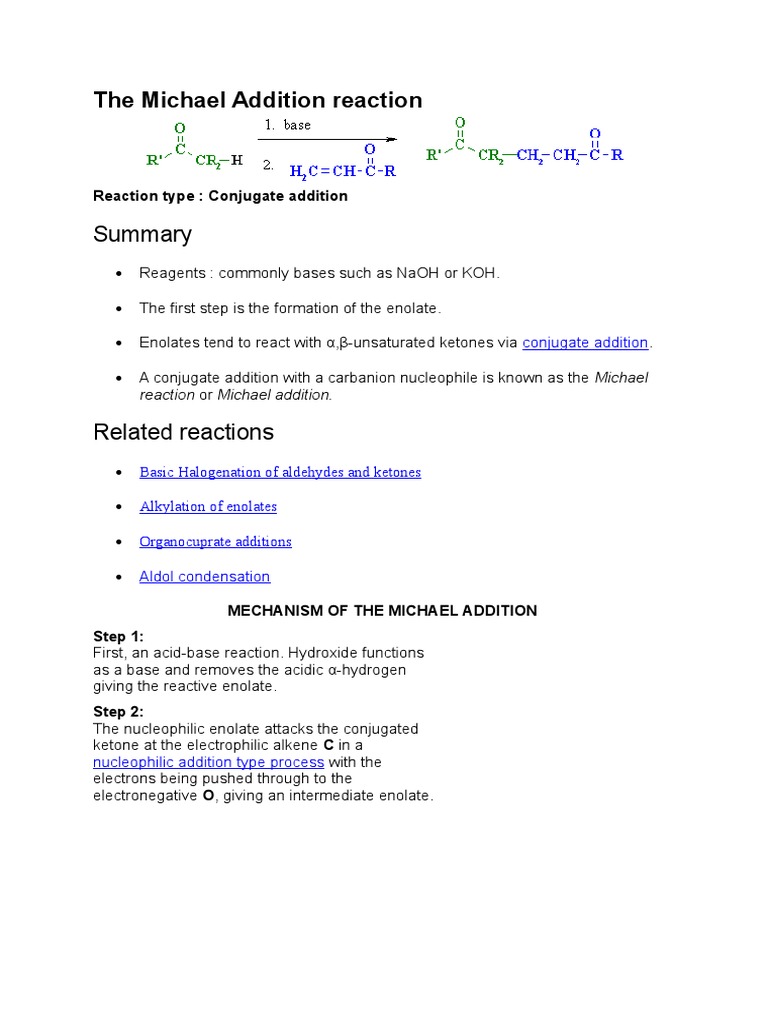 The Michael Addition Reaction | PDF