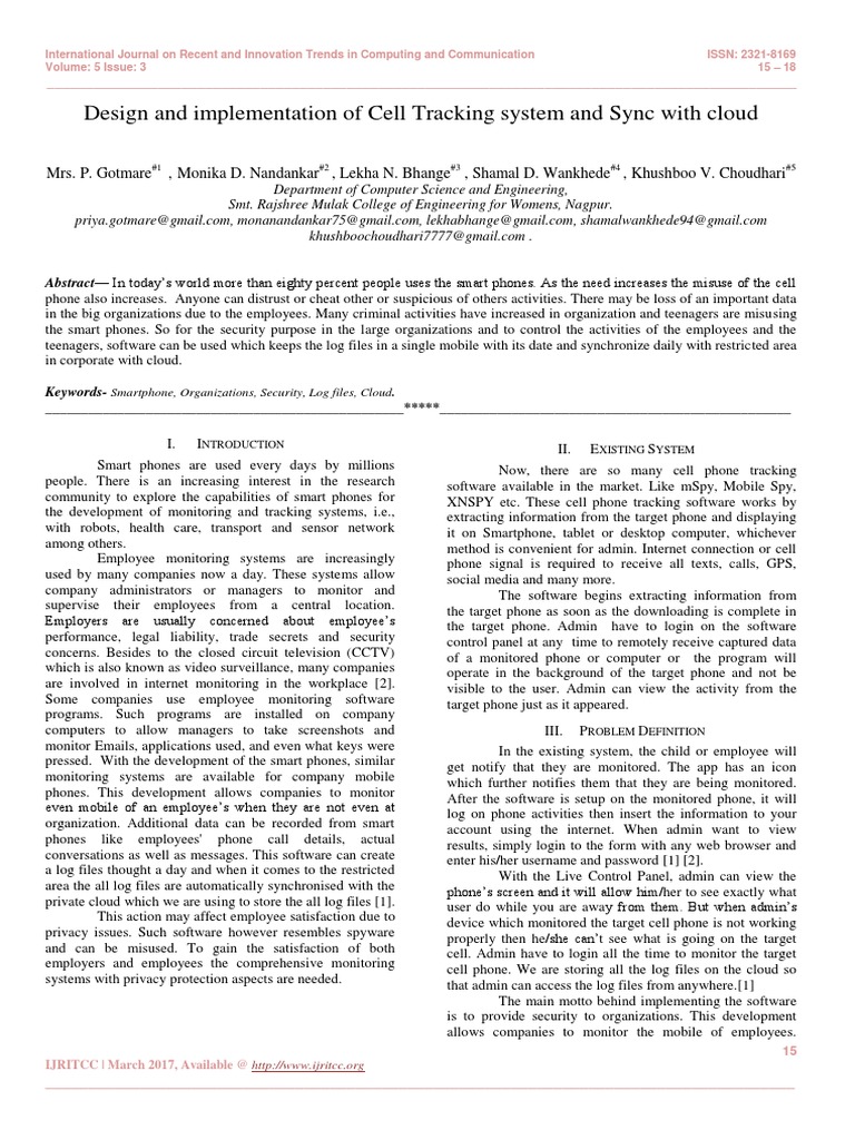 Design and Implementation of Cell Tracking System and Sync With Cloud ...