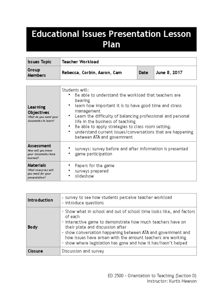 Ed Issues Lesson Plan | PDF