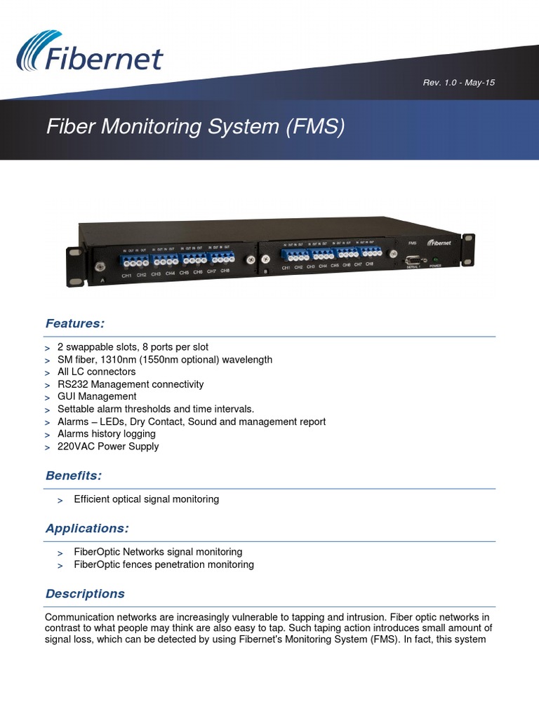 Fiber Monitoring System (FMS) | PDF | Optical Fiber | Frequency Modulation