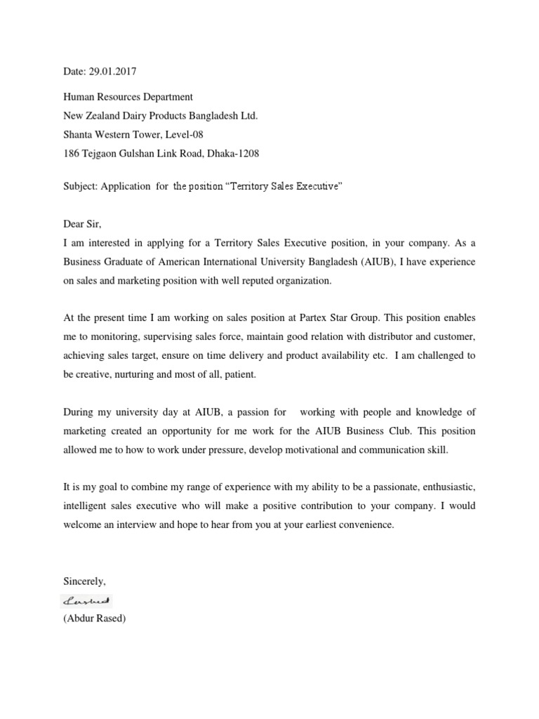 Cover Letter For Bangladeshi Company | PDF