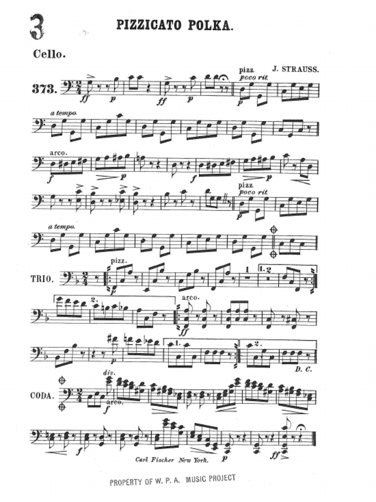 Pizzicato Polka Cello | PDF