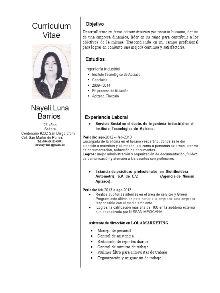 CV Nayeli Luna | PDF | Servicio al Cliente | Ingeniería