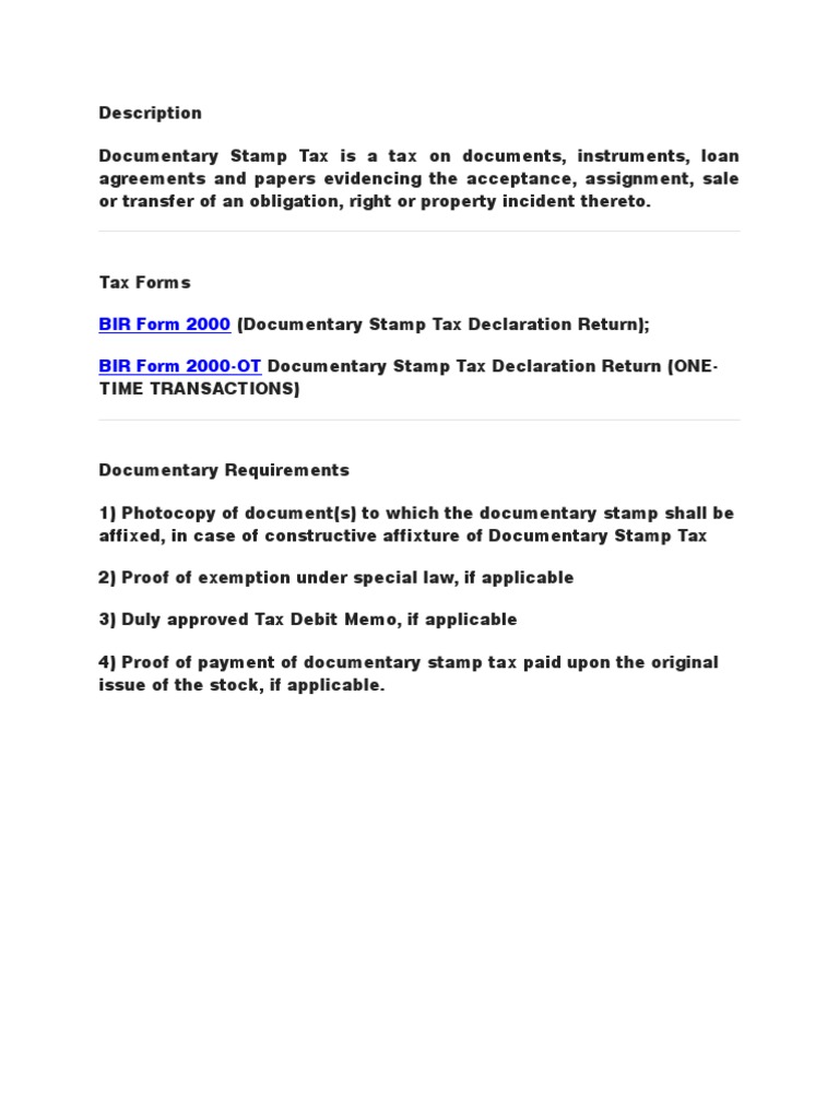 BIR Form 2000 BIR Form 2000-OT | PDF