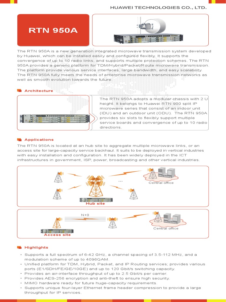Brochure Huawei RTN 950A en | PDF | Telecommunications | Computer ...