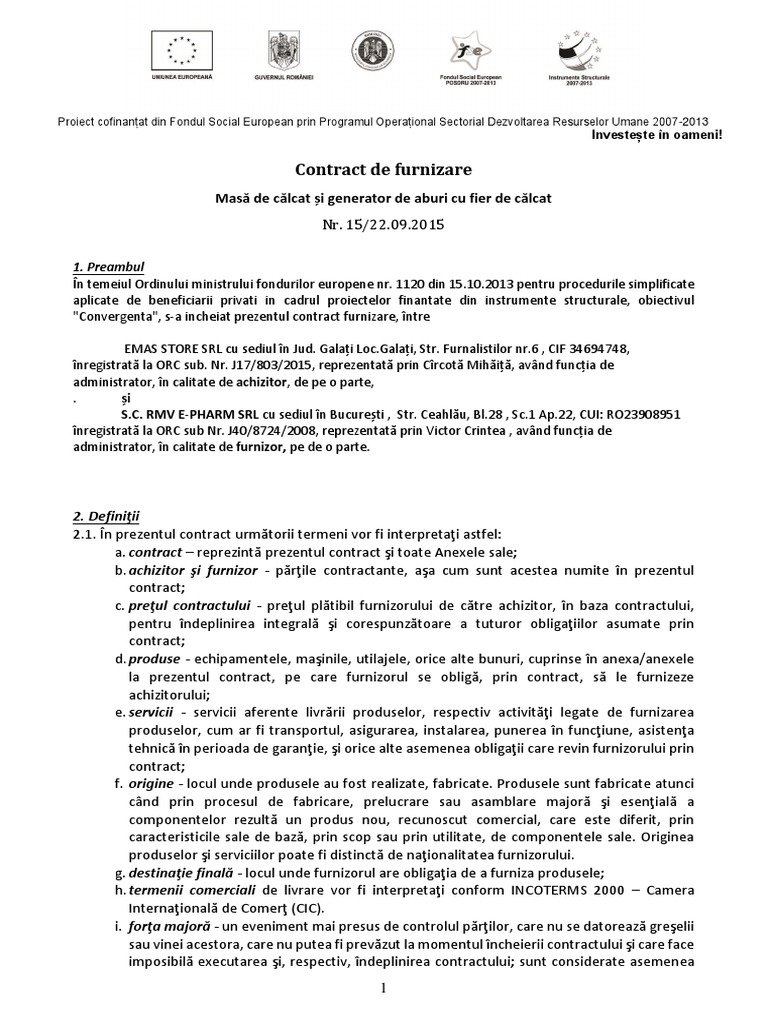 3. Model Contract Furnizare Produse