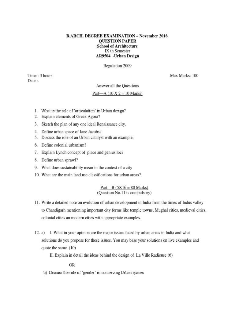 Urban Design Spu Question Paper 2 | PDF | Urban Design