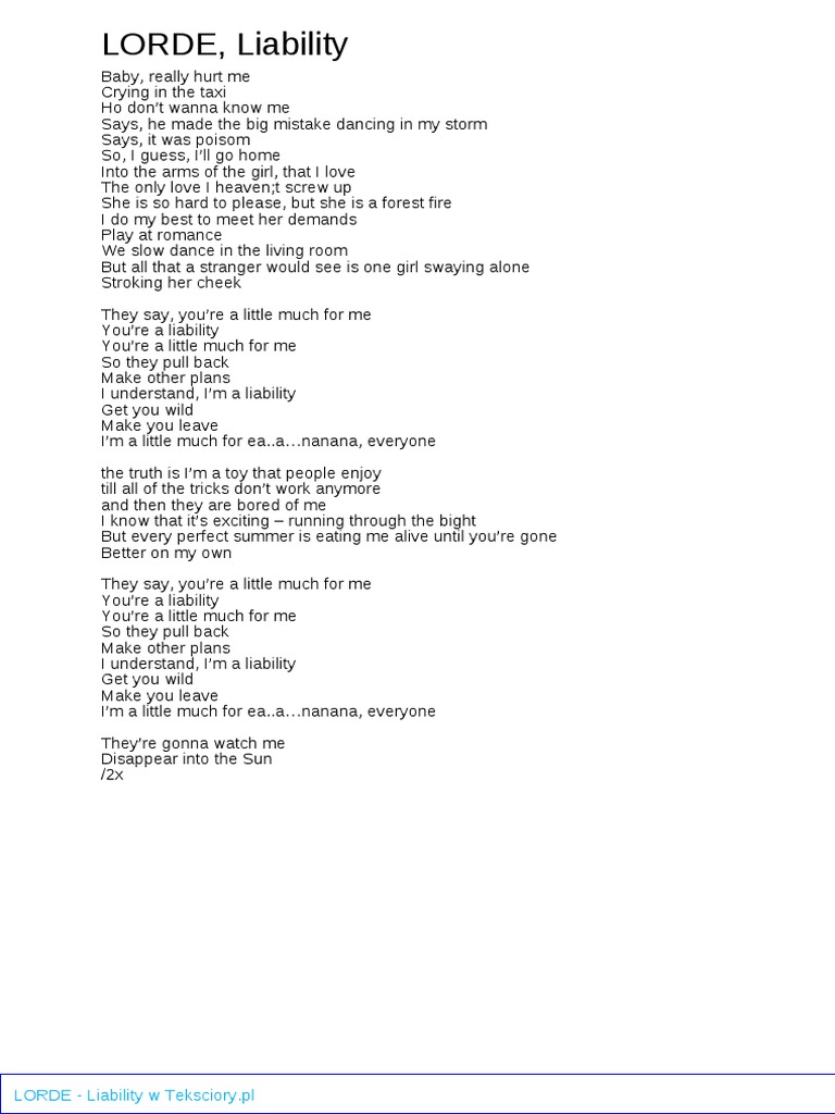 Lorde Liability | PDF