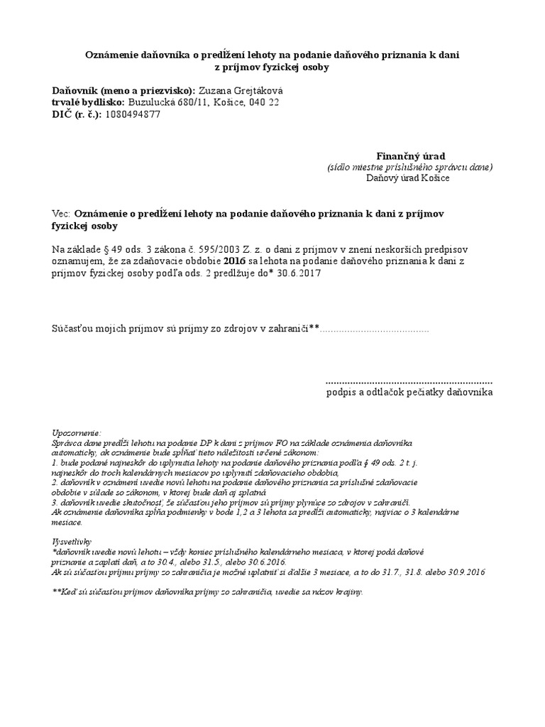 2016 Vzor Odklad DP | PDF