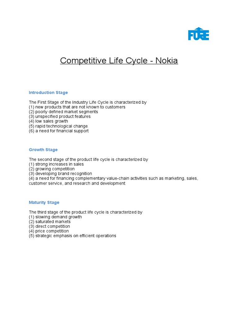Competitive Life Cycle - Nokia | PDF