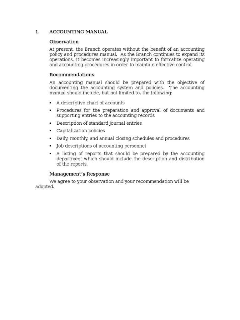 Accounting Manual Observation | PDF
