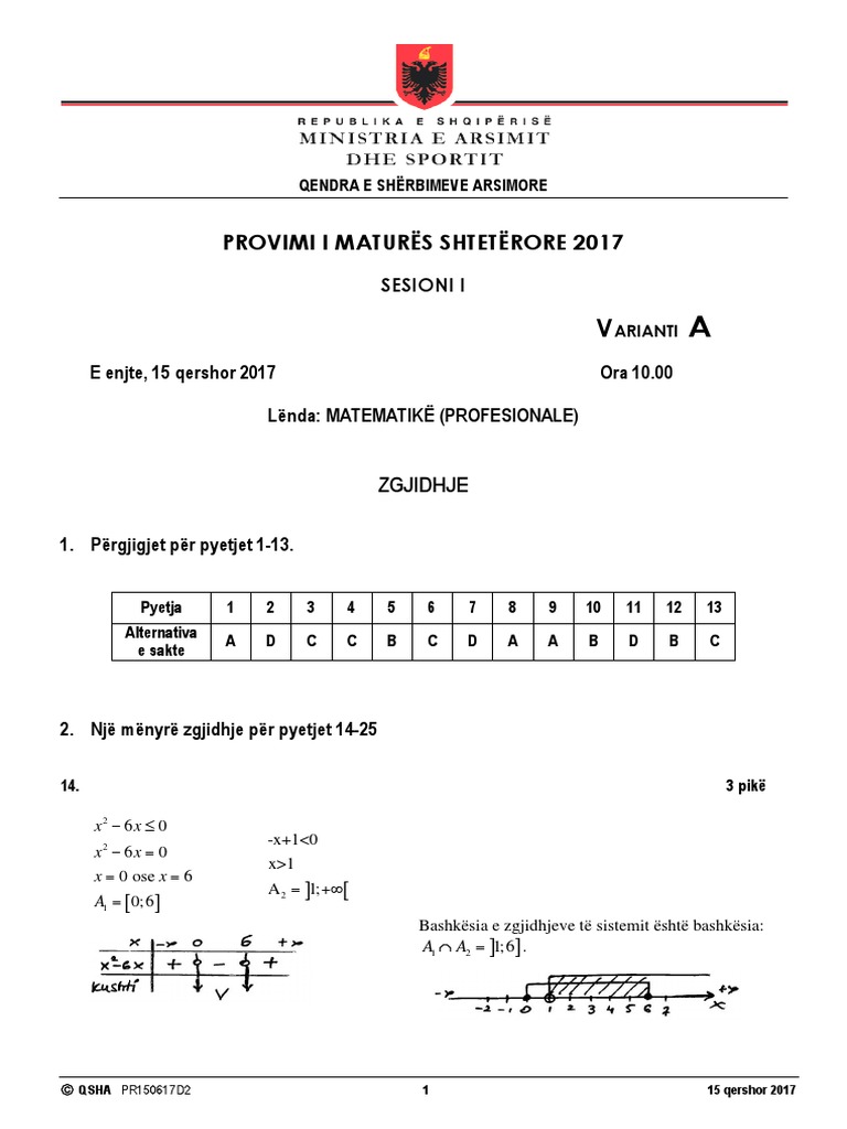 Provimi I Matematikes (Profesional) | PDF