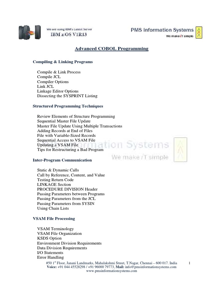 Advanced COBOL Programming Guide | PDF