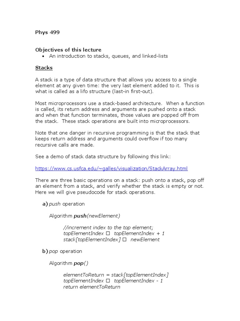 Stacks Queues Lists | PDF | Queue (Abstract Data Type) | Array Data ... Stacks Queues Lists | PDF | Queue (Abstract Data Type) | Array Data ...