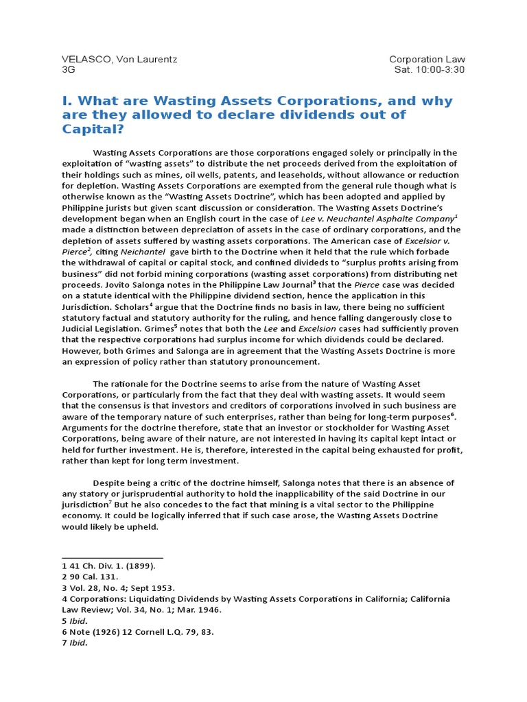 Understanding Wasting Assets Corporations | PDF | Treasury Stock | Dividend
