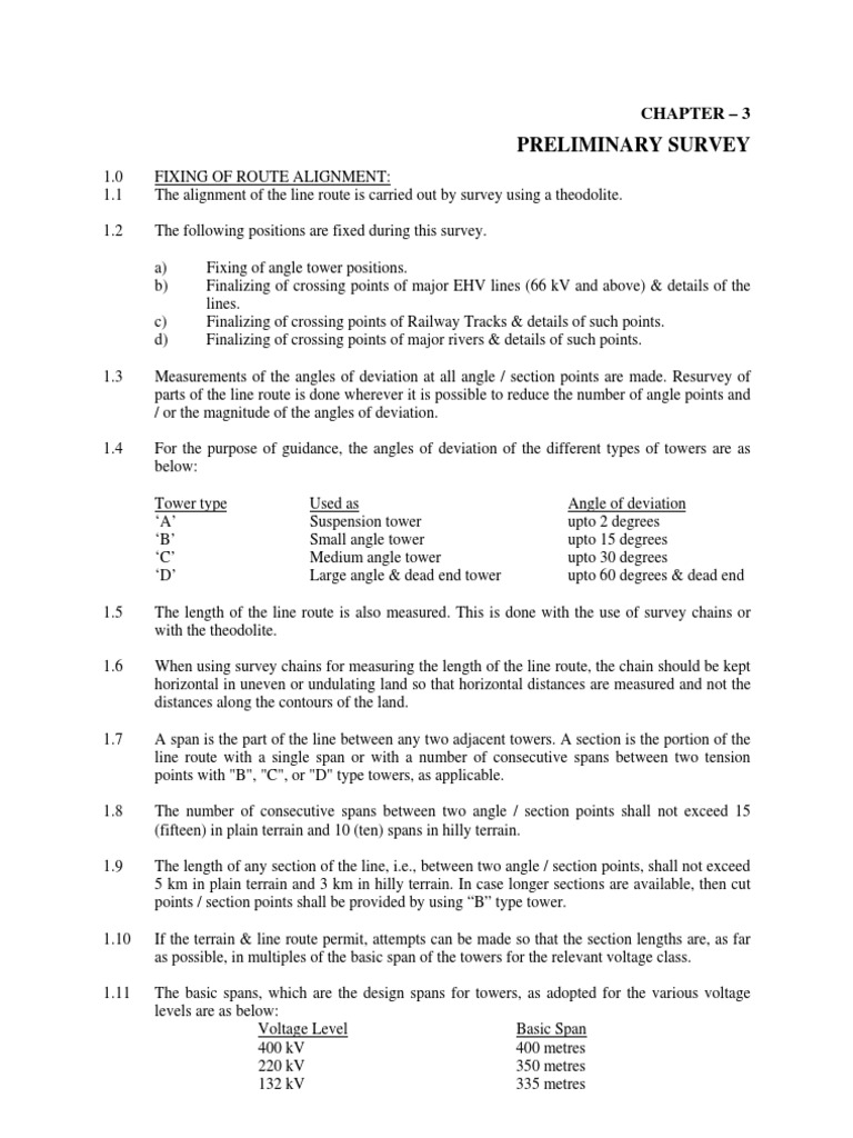 Preliminary Survey for Route Alignment | PDF | Surveying | Electric ...