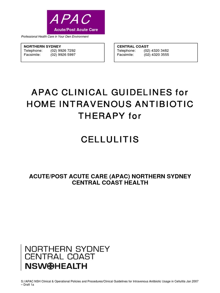 Home IV Antibiotic Guidelines for Cellulitis | PDF | General ...