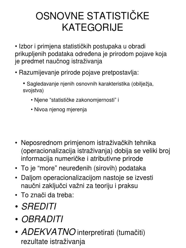 Osnovne Statisticke Kategorije | PDF