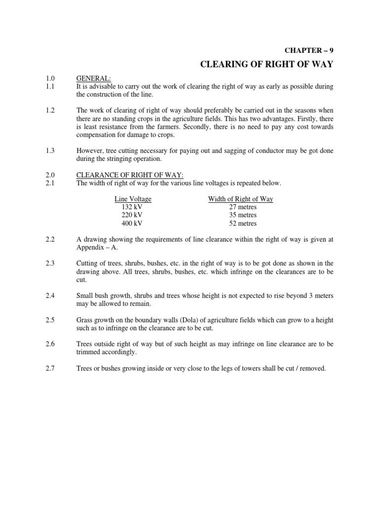 19-II.9 Clearing of Right of Way | PDF | Technology & Engineering