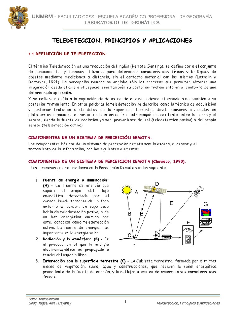 Teoria 1 Teledeteccion Principios y Aplicaciones PDF | PDF | Sensores ...