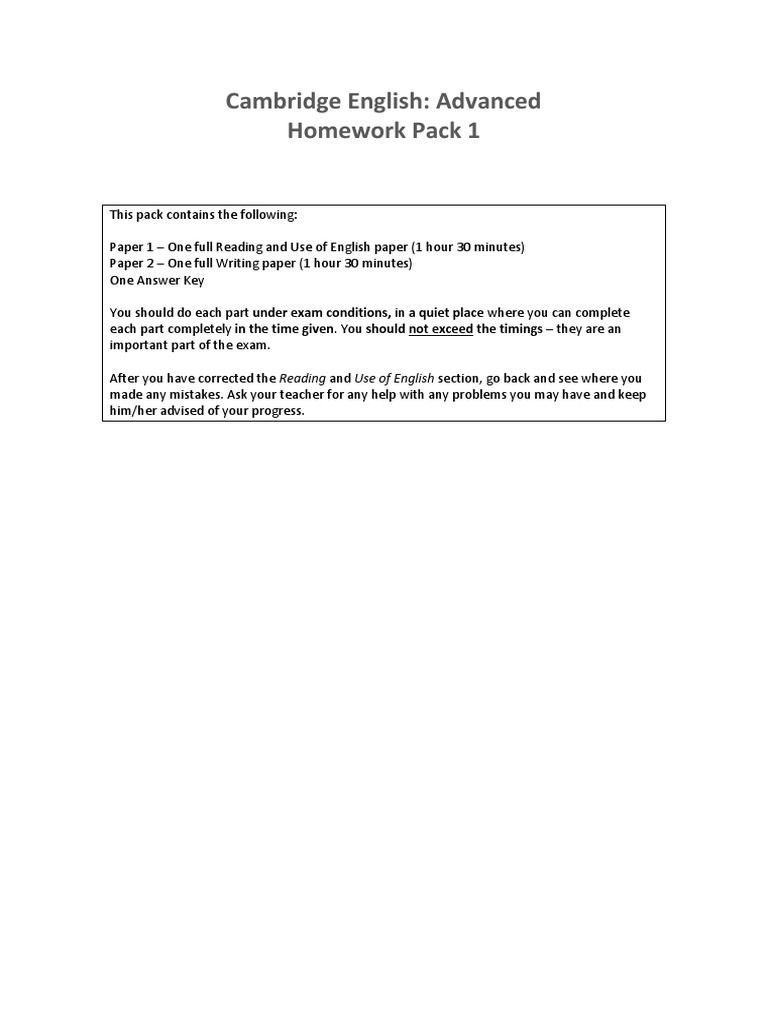 Cambridge English Advanced Homework Pack | PDF | Career & Growth