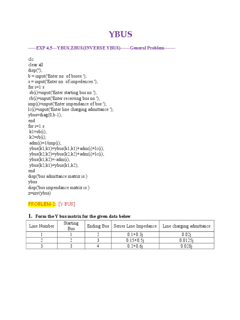 Exp 4 YBUS | PDF