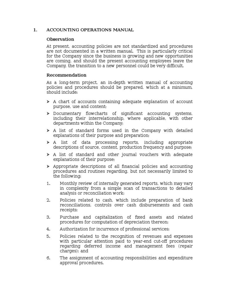Accounting Operations Manual | PDF | Expense | Accounting