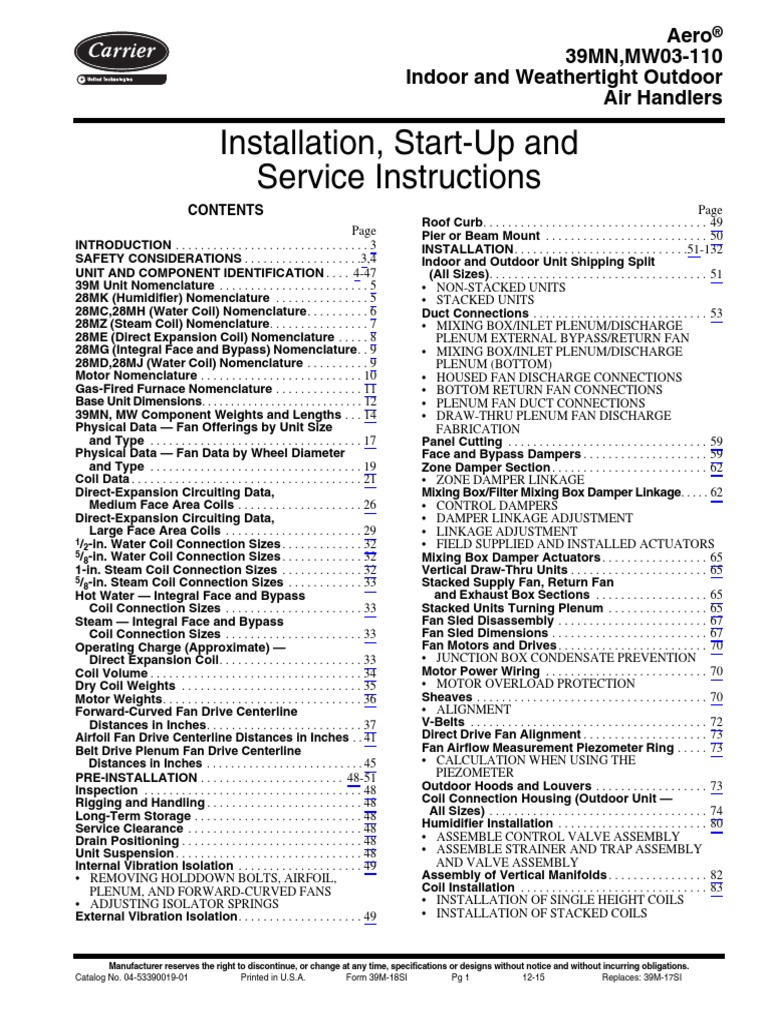 AHUS CARRIER 39M-18SI | Furnace | Temperature