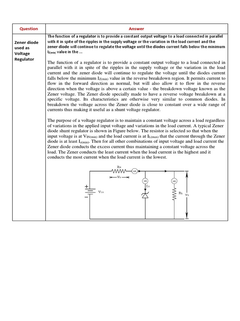 2.08 Zener Diode Used As Voltage Regulator | PDF | Diode | Electronic ...