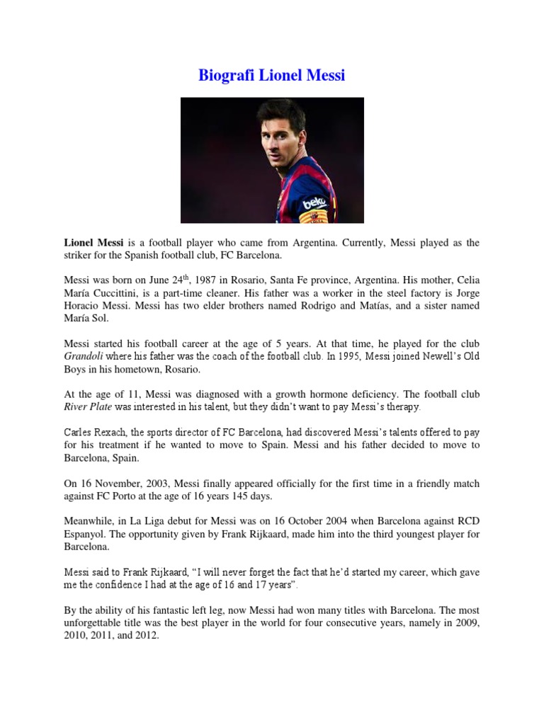 Biografi Lionel Messi | PDF | Lionel Messi | Sports Clubs