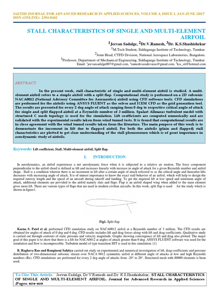 Iaetsd-Jaras-Stall Characteristics of Single and Multi-Element | PDF ...