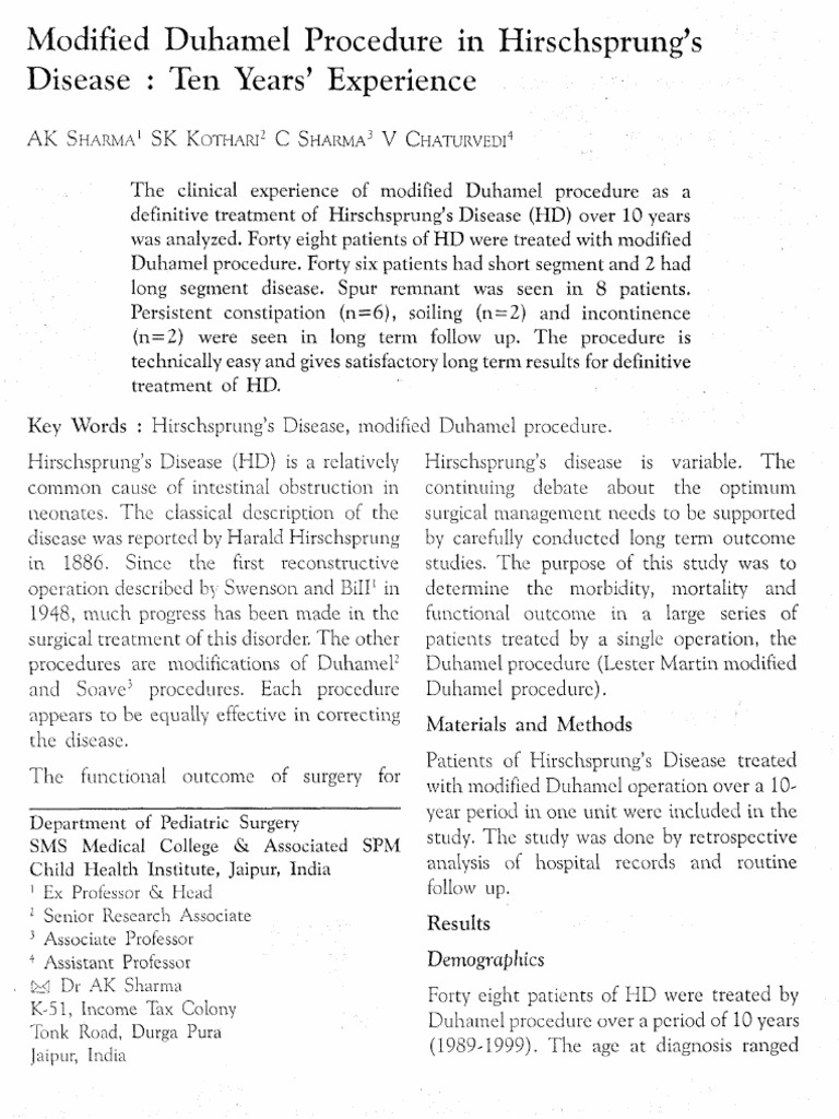 Hirschsprung's Disease: Modified Duhamel | PDF