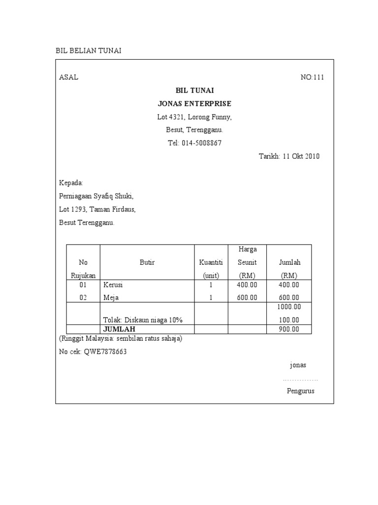 Prinsip Akaun Bil Belian Tunai | PDF