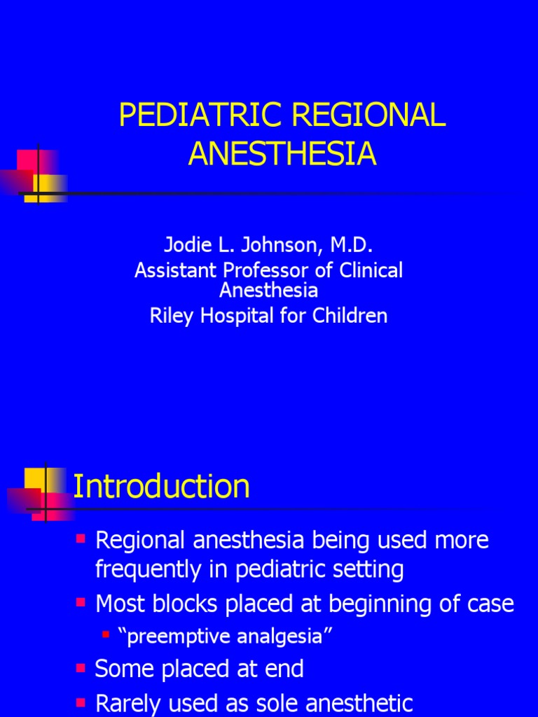 Pediatric Regional Anesthesia 2005 | PDF | Anesthesia | Medical Specialties