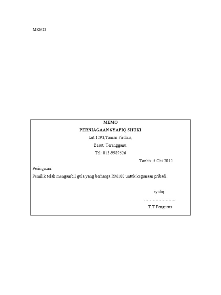 PRINSIP AKAUN Memo | PDF