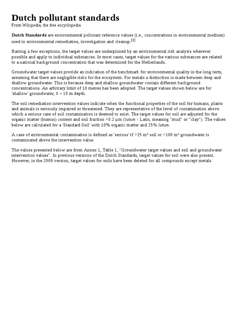 Dutch Pollutant Standards PDF | PDF | Chemical Substances | Chemical ...