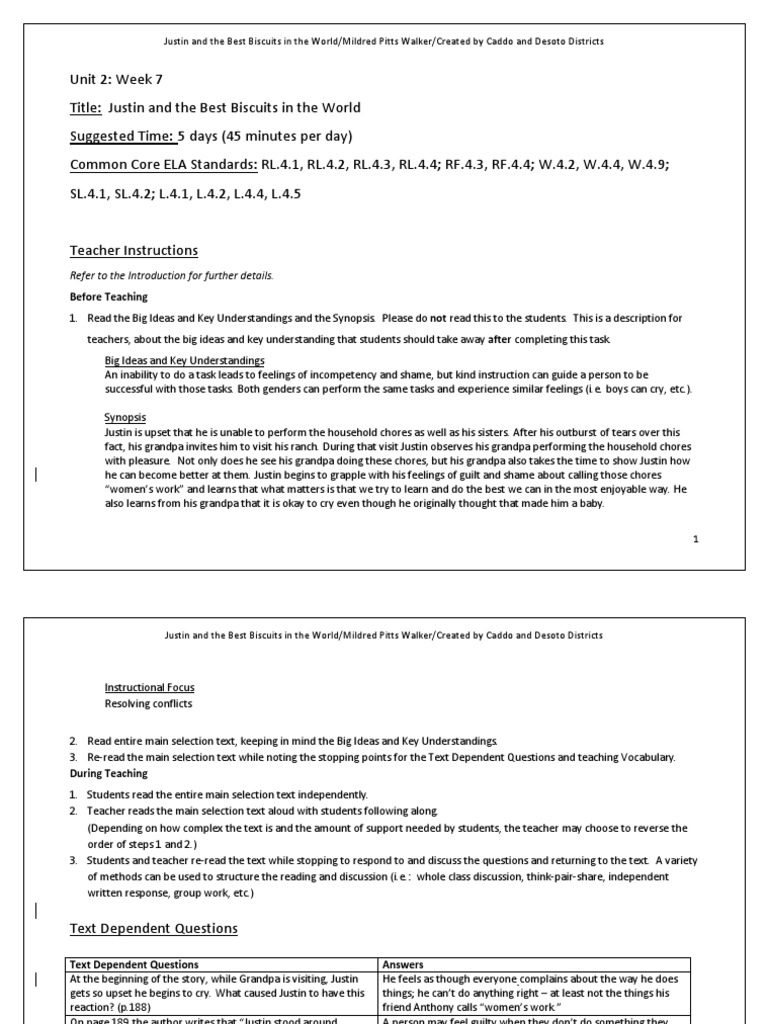 4 Justin and The Best Biscuits in The World Lesson - Basal 1 | PDF ...