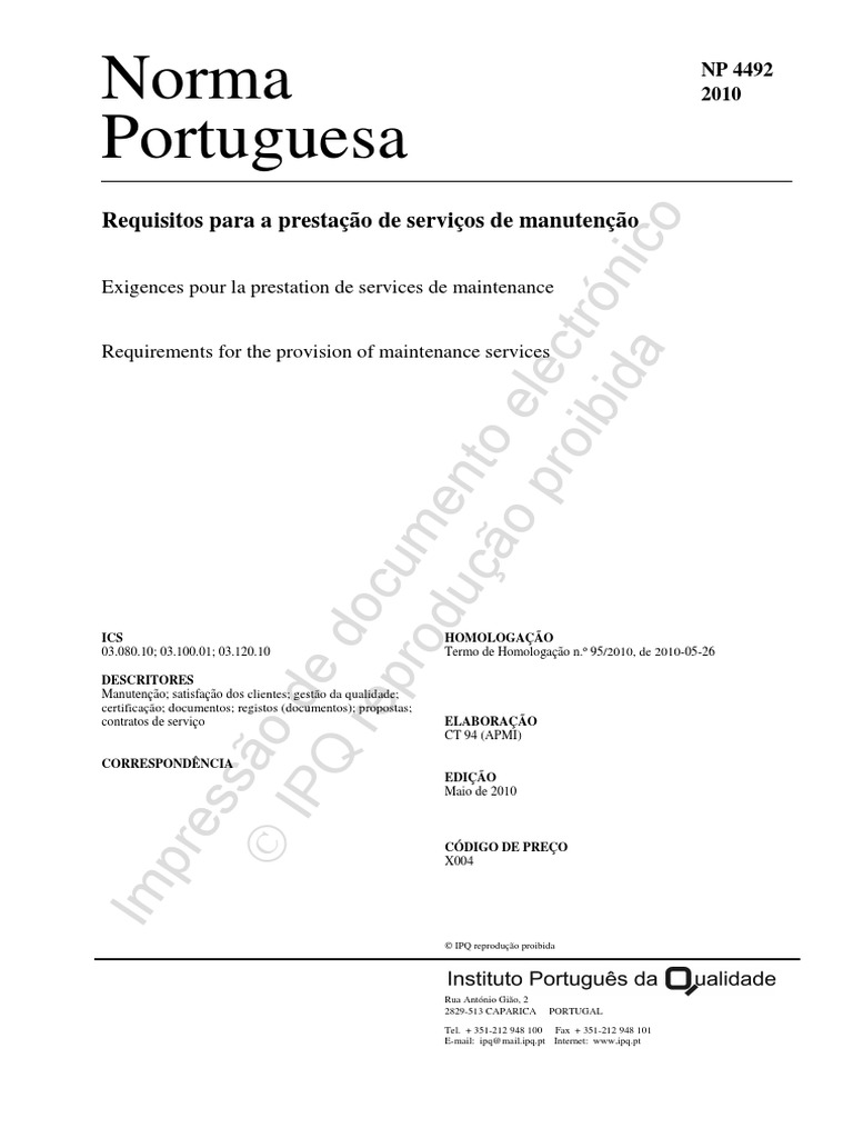 NP-4492 - 2010 Imp | PDF | ISO 9000 | Qualidade (negócios)