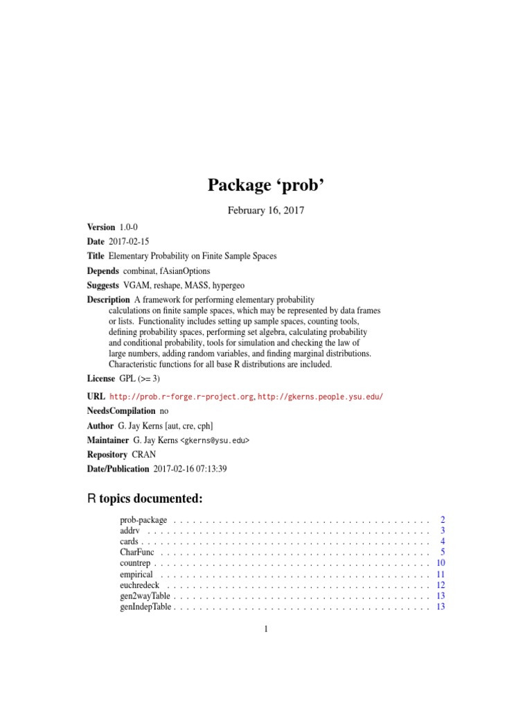 Package Prob R Topics Documented Pdf Parameter Computer Programming Random Variable 