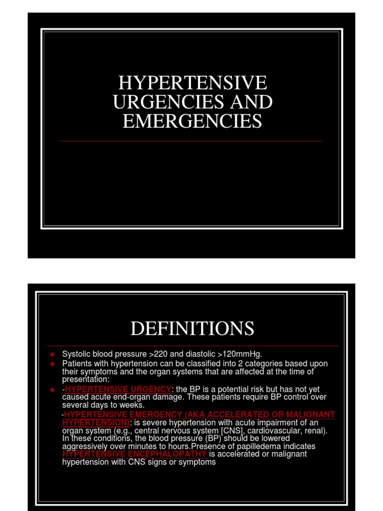 Hypertensive Urgencies and Emergencies | PDF | Hypertension | Heart Failure