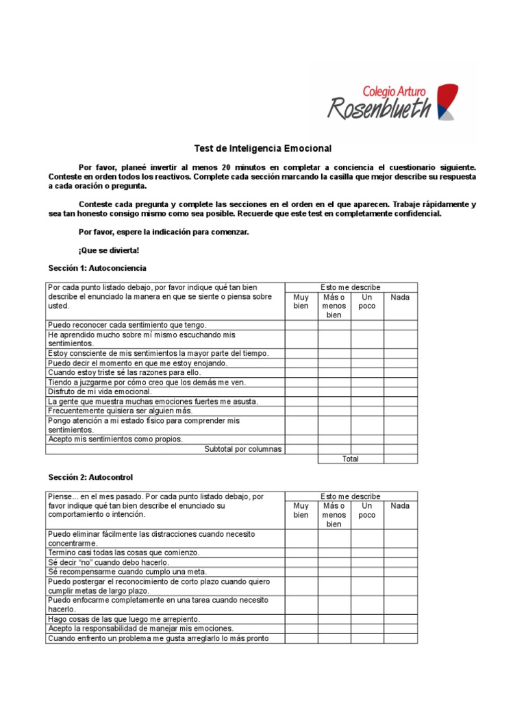 Test Inteligencia Emocional | Inteligencia emocional | Las emociones ...