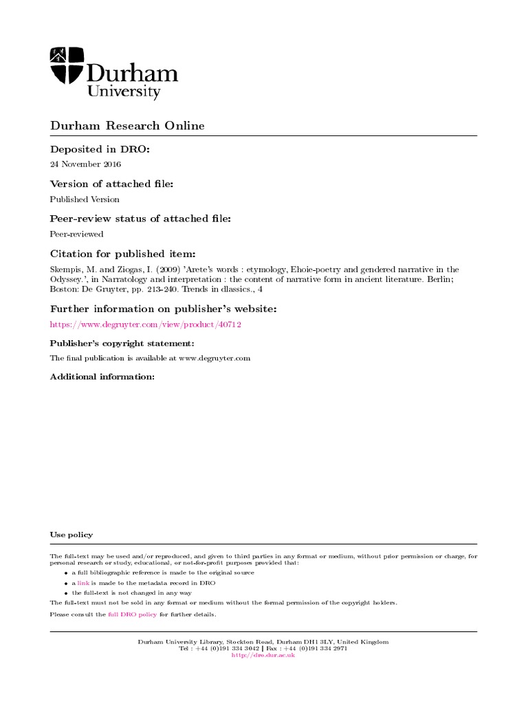 Durham Research Online | PDF | Odyssey | Athena