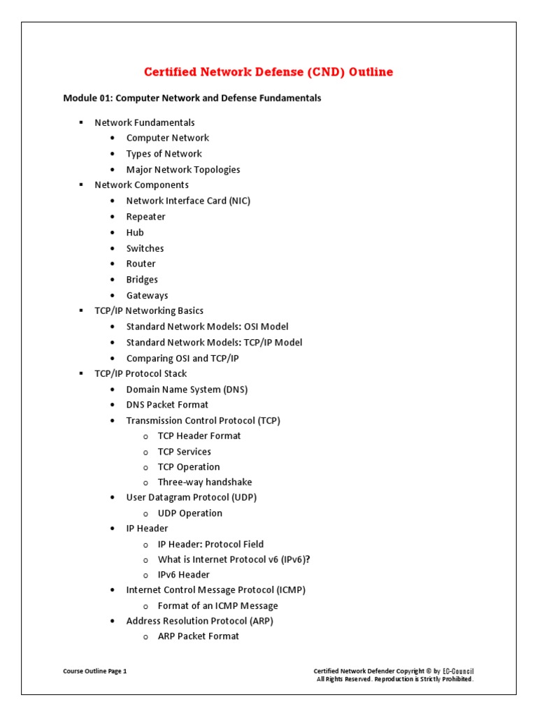 CND Course Outline | PDF | Virtual Private Network | Firewall (Computing)