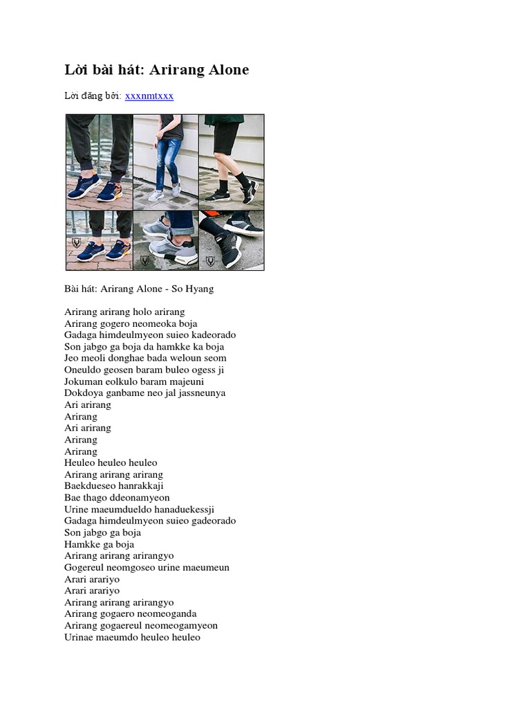 Arirang Alone Lyrics Korea Folk Song | PDF