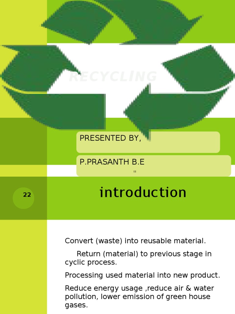 Recycling ppt | Recycling | Materials