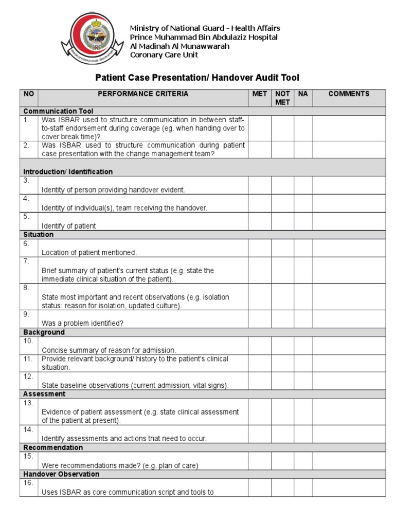 Patient Hand Over | PDF | Patient | Nursing