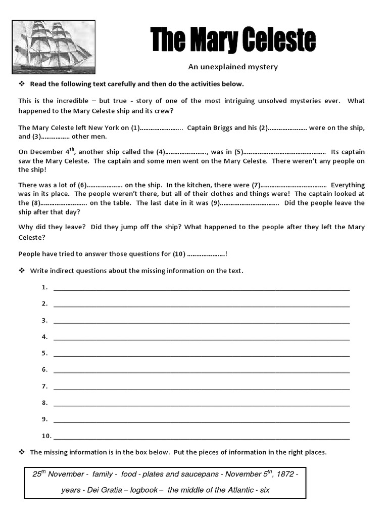 The Mary Celeste Mystery Reading